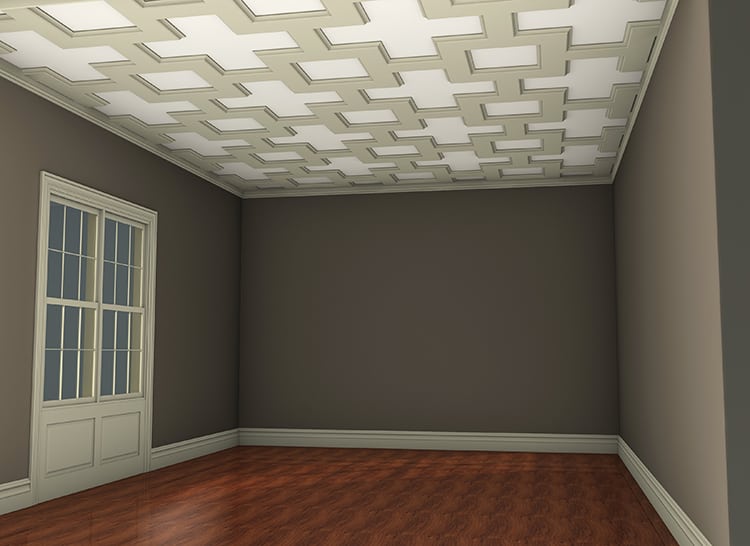 Coffered Ceiling Tiles | Square Design - Faux Beams | Made in the USA