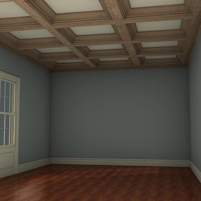 Faux Wood Beams Coffered Ceiling | Shelly Lighting