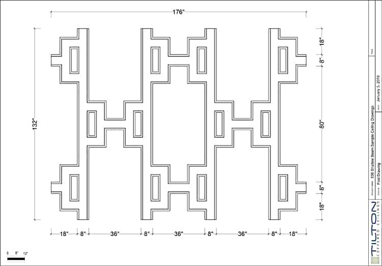 Coffered Ceiling Tiles | Square Tee Design - Faux Beams | Made in the USA