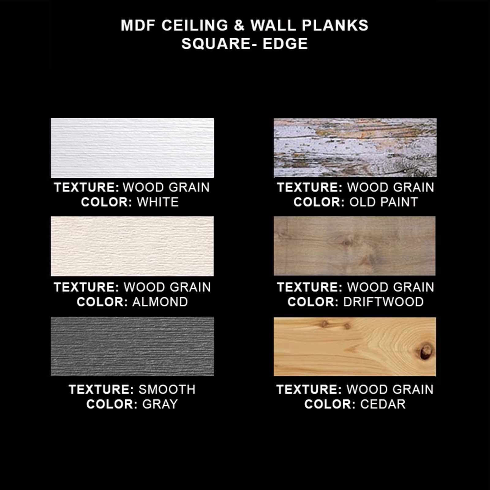Pre-Finished MDF Ceiling & Wall Plank Sample Kit